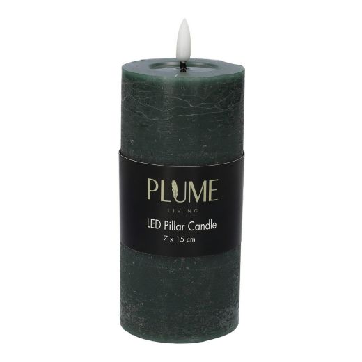 Pillar LED candle Lumina1 RC d7xh15 rustic forest green