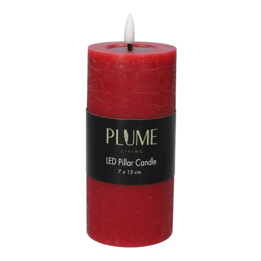Pillar LED candle Lumina1 RC d7xh15 rustic red