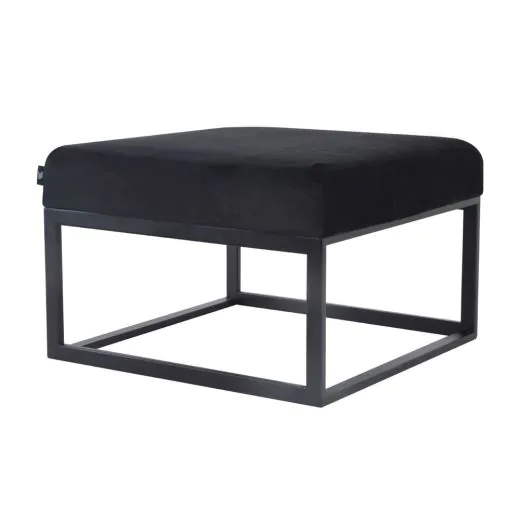 Pouf Hocker footstool side table Velvet and leather look 60cm Otto Velvet Black